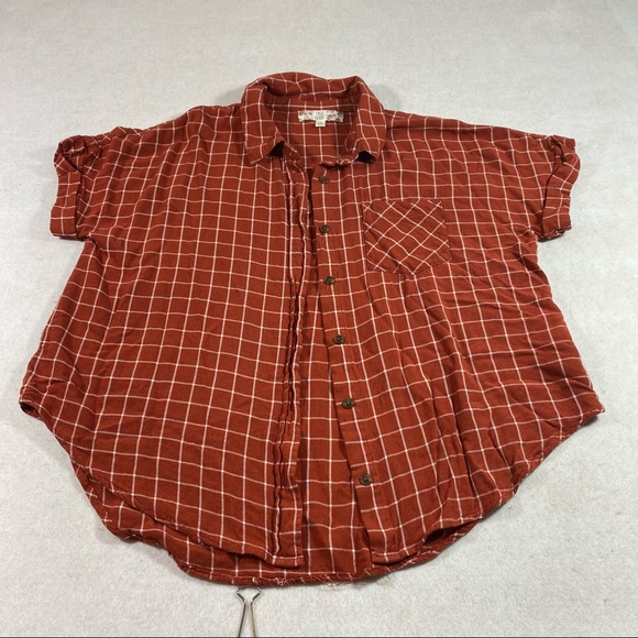 Pink Rose | Tops | Pink Rose Button Down Shirt Cropped Large Short ...